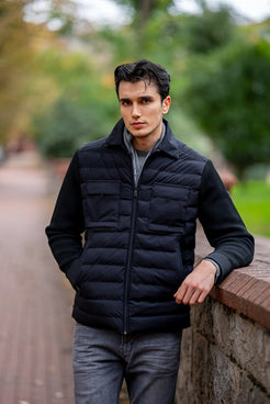 Men's Black Padded Hybrid Jacket. – HolloMen
