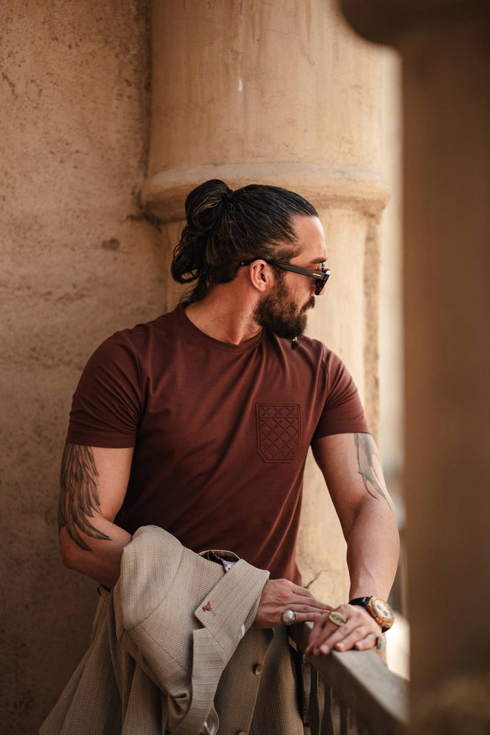 Tile Brown Crew Neck Knitwear Tee – HolloMen