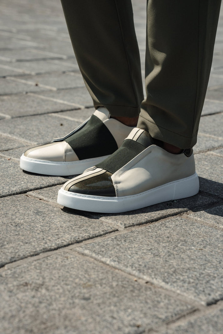 Beige-Khaki Sneakers - Modern Comfort and Style. – HolloMen