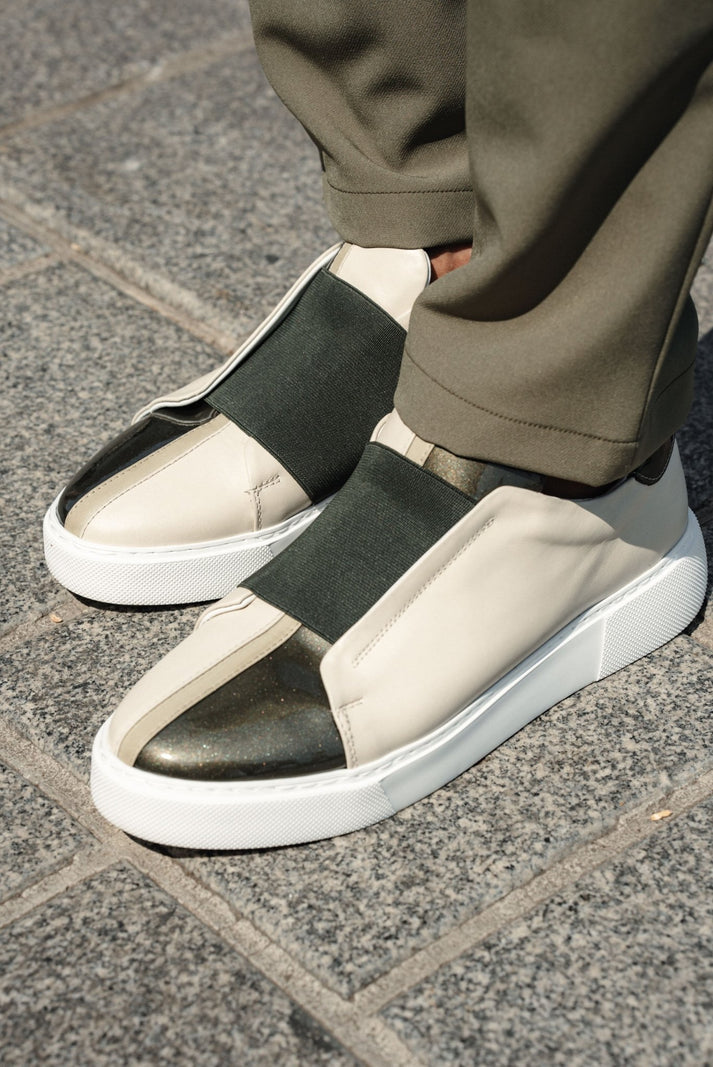 Beige-Khaki Sneakers - Modern Comfort and Style. – HolloMen