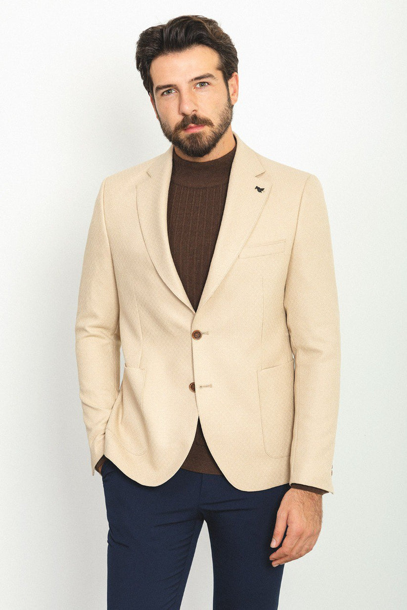 HolloMen Eiffel Beige Slim Fit Versatile Blazer