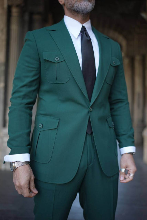 Emerald Green Utility Suit - Versatile and Attention Grabbing. – HolloMen