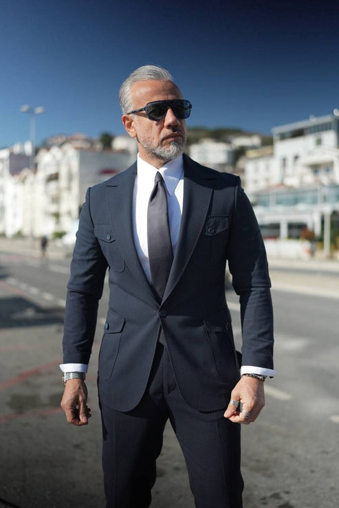 Executive Navy Blue Utility Suit - Professional and Stylish Formal Wear ...