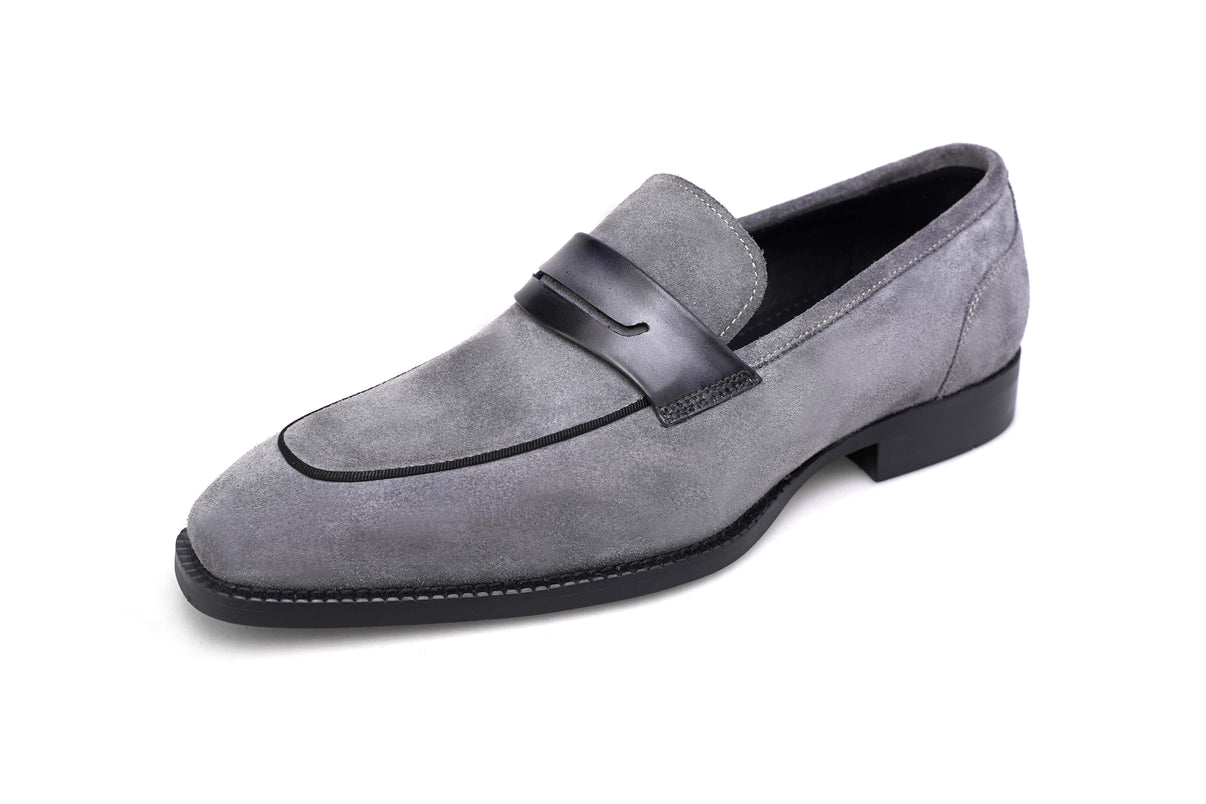 Gray Suede Penny Loafers for Men. – HolloMen