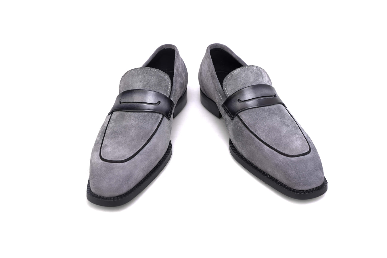 Gray Suede Penny Loafers for Men. – HolloMen