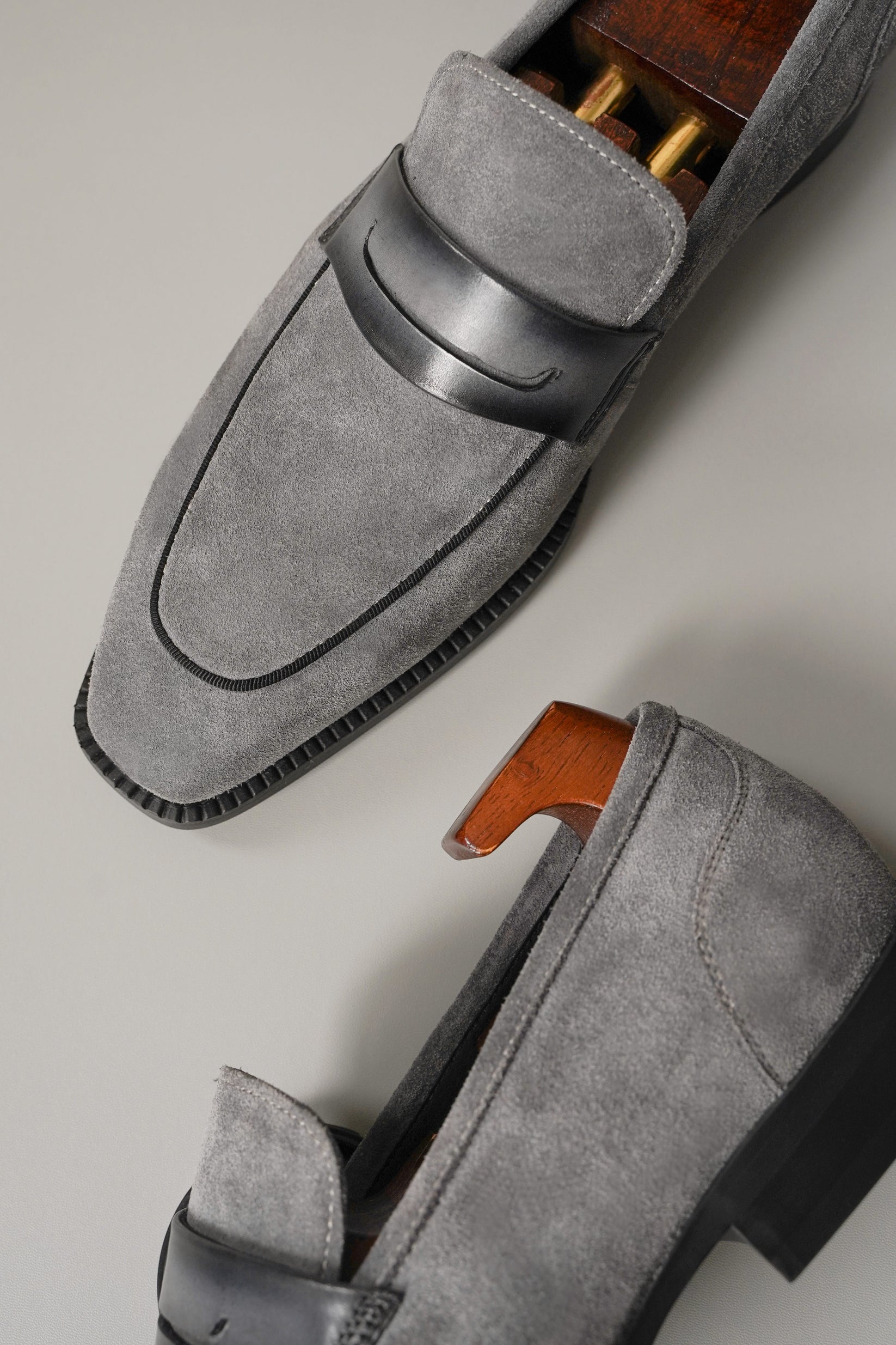 Gray Suede Penny Loafers for Men. – HolloMen