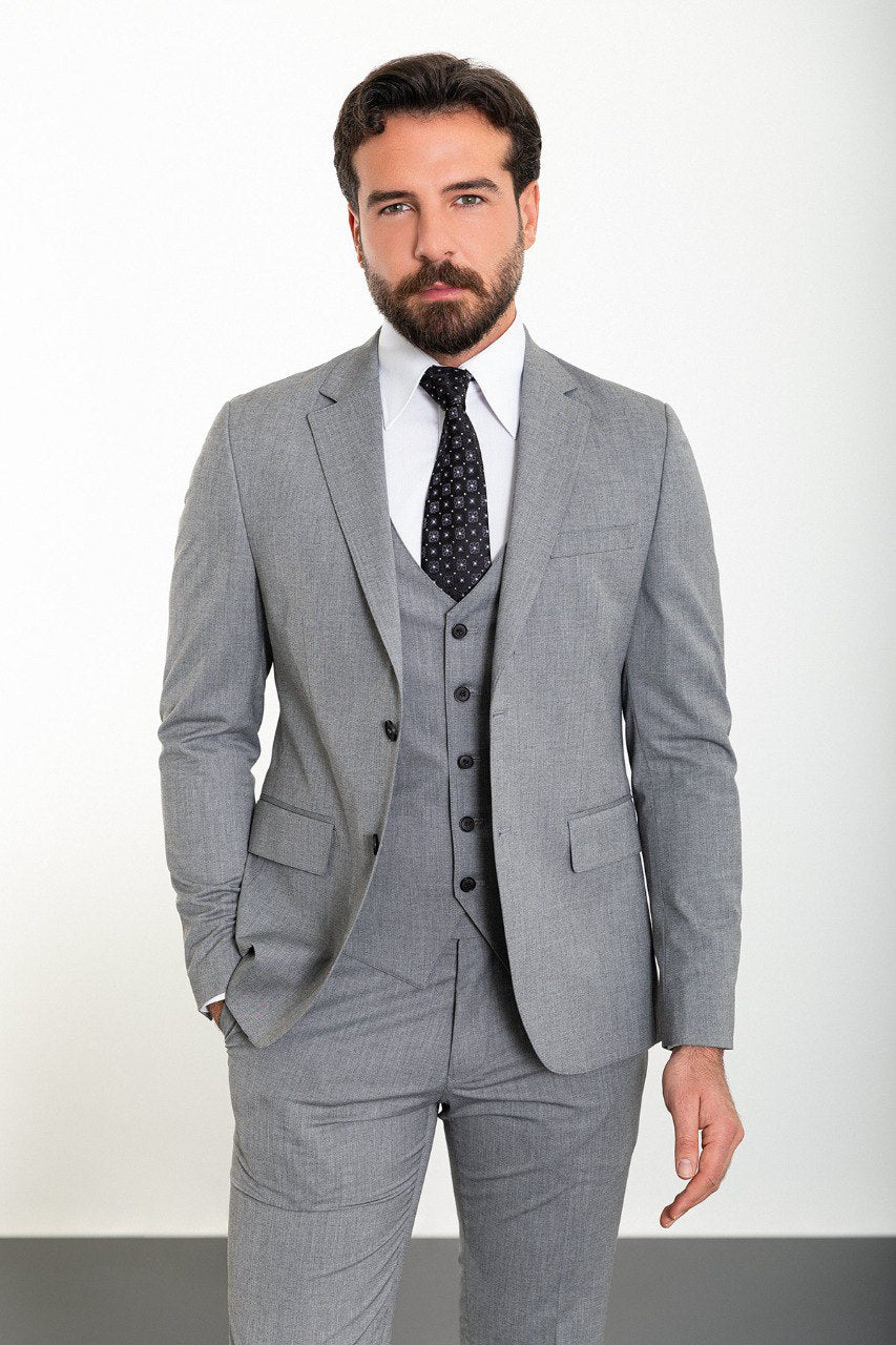 Men’s Slim Fit Gray Suit – Classic Style and Modern Precision. – HolloMen