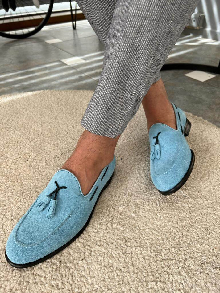 Stylish Blue Suede Loafers – HolloMen