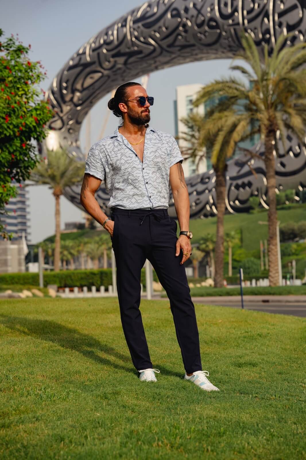 Unleash Your Sophistication with Our Navy Blue Patterned Shirt | HolloMen