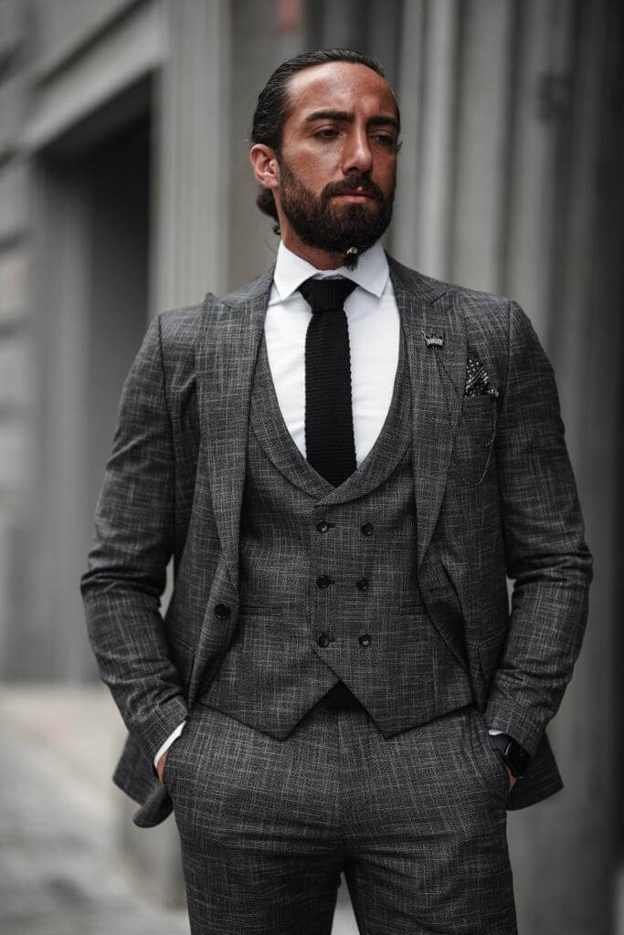 Slim Fit Charcoal Gray Suit | Fall Wedding Suit | HolloMen