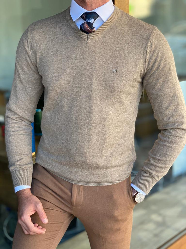 Slim Fit Beige Knitwear – HolloMen